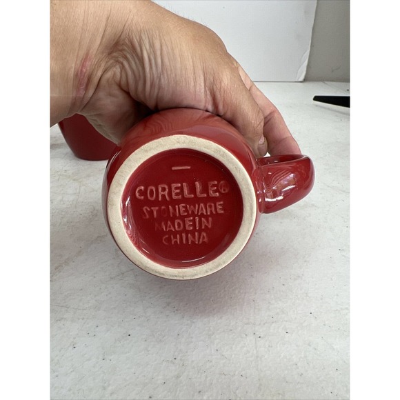 Corelle | Dining | Corelle Coordinates Burgundy Set Of 4 Stoneware Mugs ...